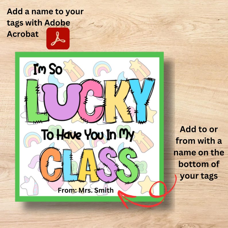 St Patricks Day Gift Tags Printable, Lucky Student Classroom Treat Tags ...