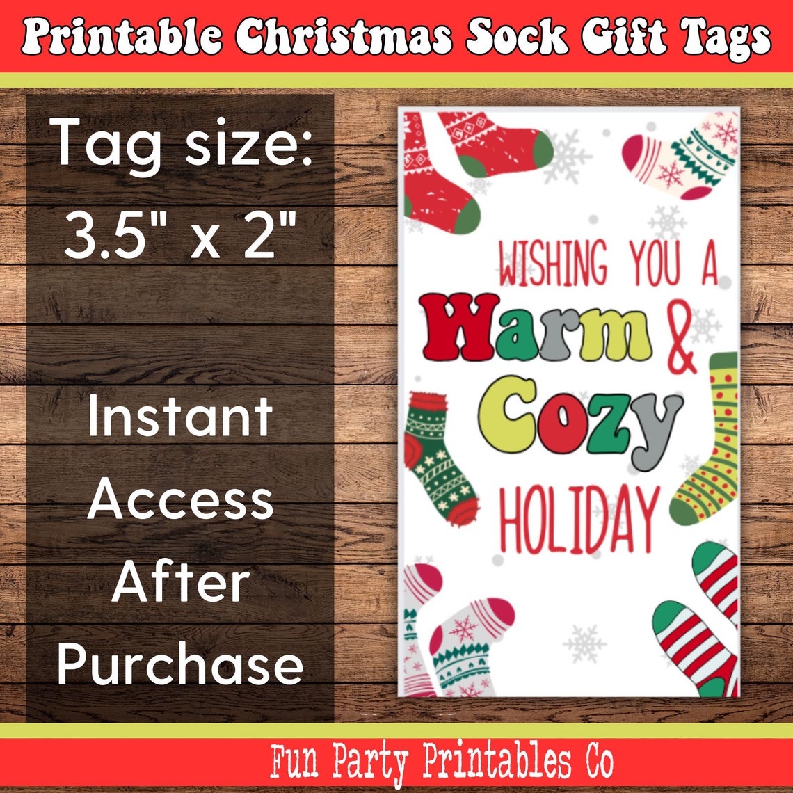 Christmas Sock Gift Tags: Warm & Cozy Holiday (digital Download ...