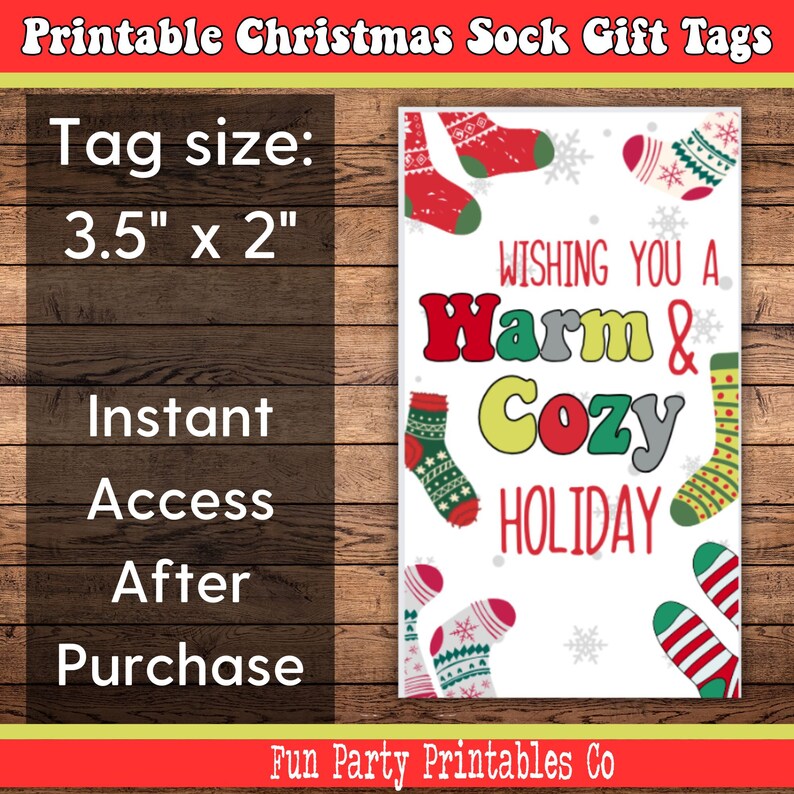 Christmas Sock Gift Tags: Warm & Cozy Holiday (digital Download ...