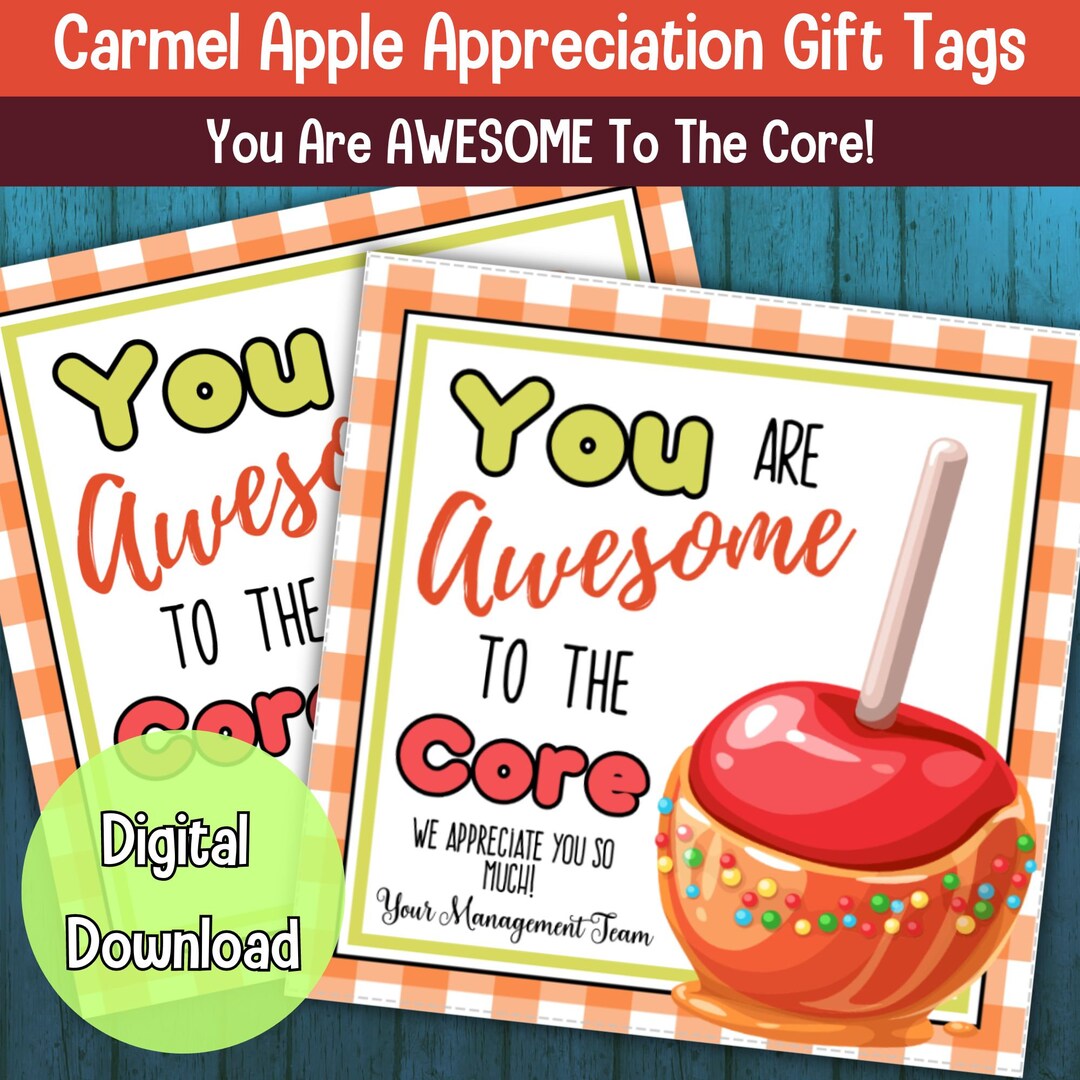 Awesome to the Core Gift Tags, Employee Appreciation Tag, Thank You ...