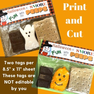 Halloween S'mores Peeps Printable, Happy Halloween Tag, Smores Kit, S ...