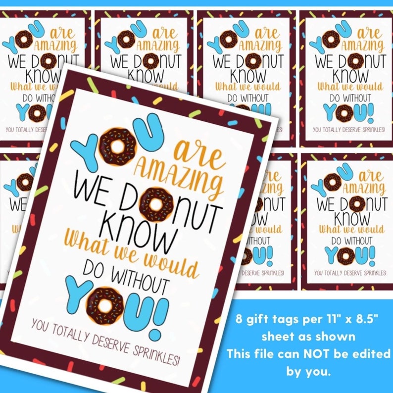 Back to School Donut Employee Appreciation Gift Tags, Teacher ...