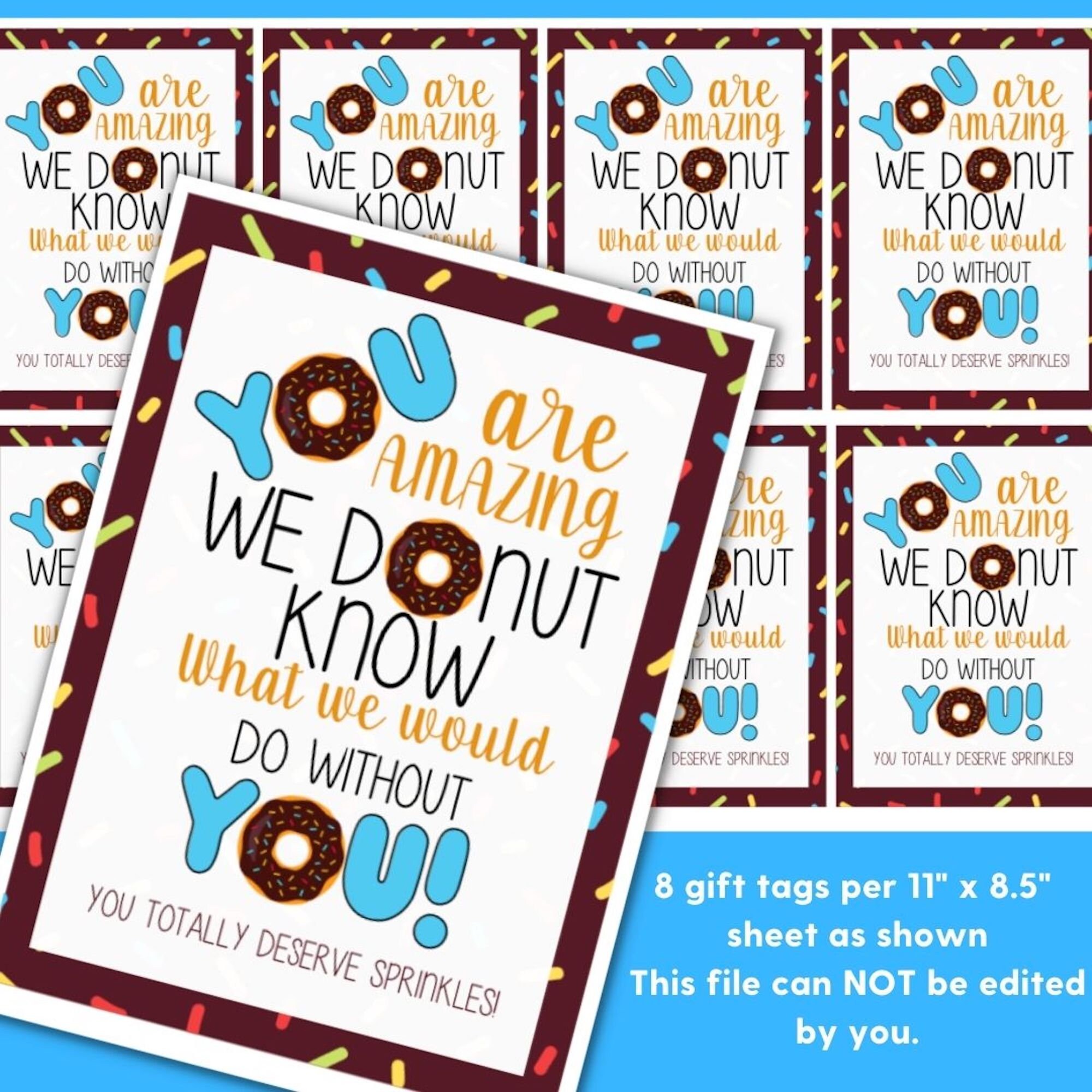 Back to School Donut Employee Appreciation Gift Tags, Teacher ...