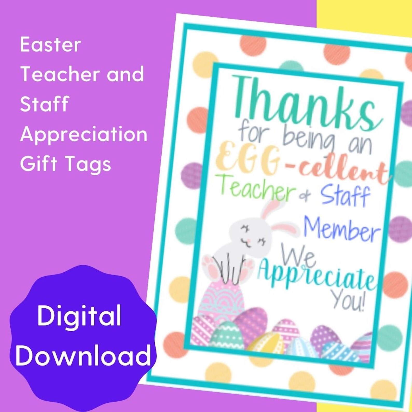 Egg-cellent Easter Basket Tag Employee Appreciation Tags - Etsy