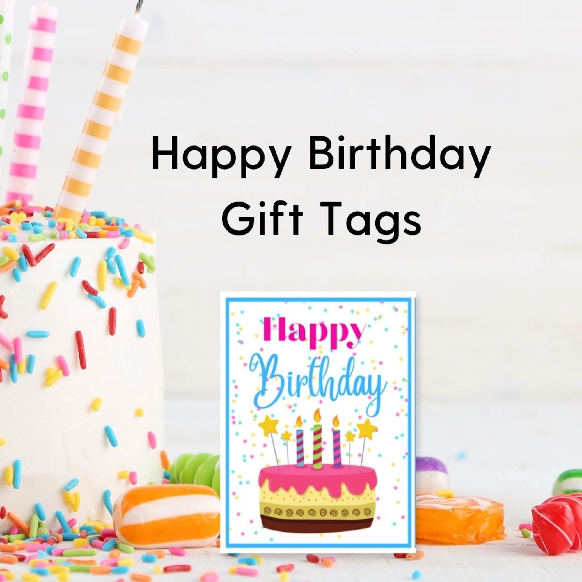 Printable Happy Birthday Tags, Happy Birthday, Happy Birthday Sticker ...