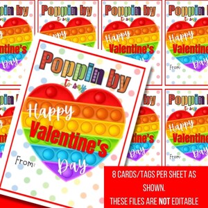 Pop It Toy Valentine's Day Printable, Fidget Valentine, Rainbow ...