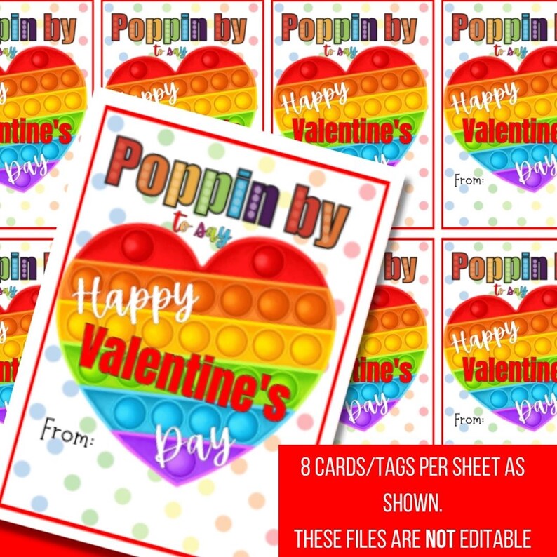 Pop It Toy Valentine's Day Printable Fidget Valentine | Etsy