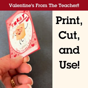 Classroom Valentines FROM TEACHER for Student Printable Valentine Tags ...