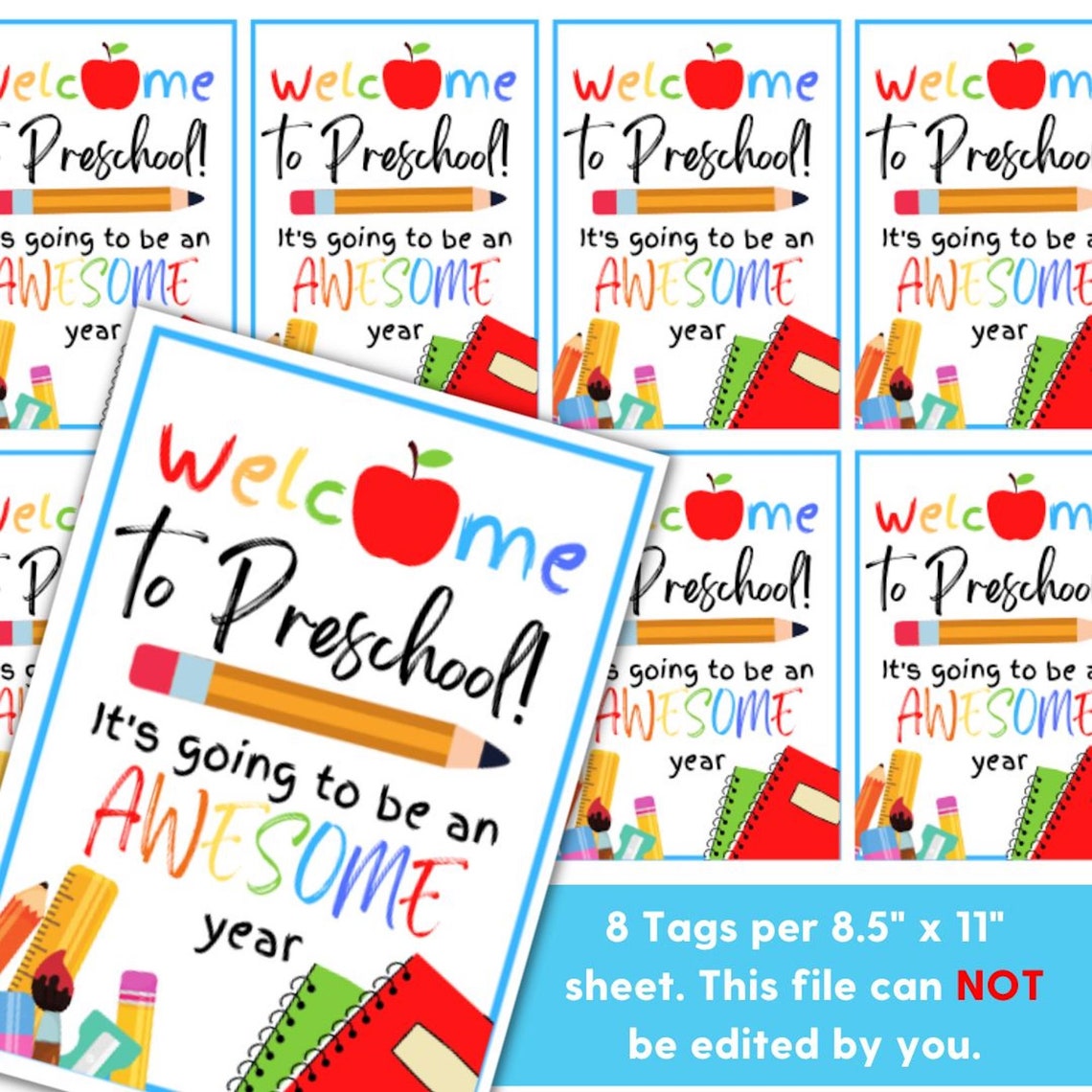 Welcome to Preschool Printable Tags Rainbow Back to School - Etsy