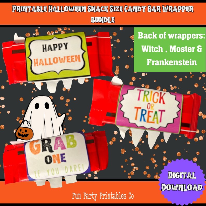 Halloween Candy Bar Wrapper Bundle: Monster, Witch, Frank (printable ...