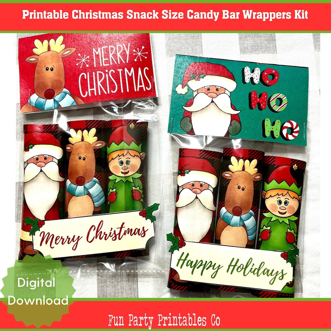 Christmas Snack Size Candy Bar Wrappers: Santa, Reindeer, Elf (digital ...