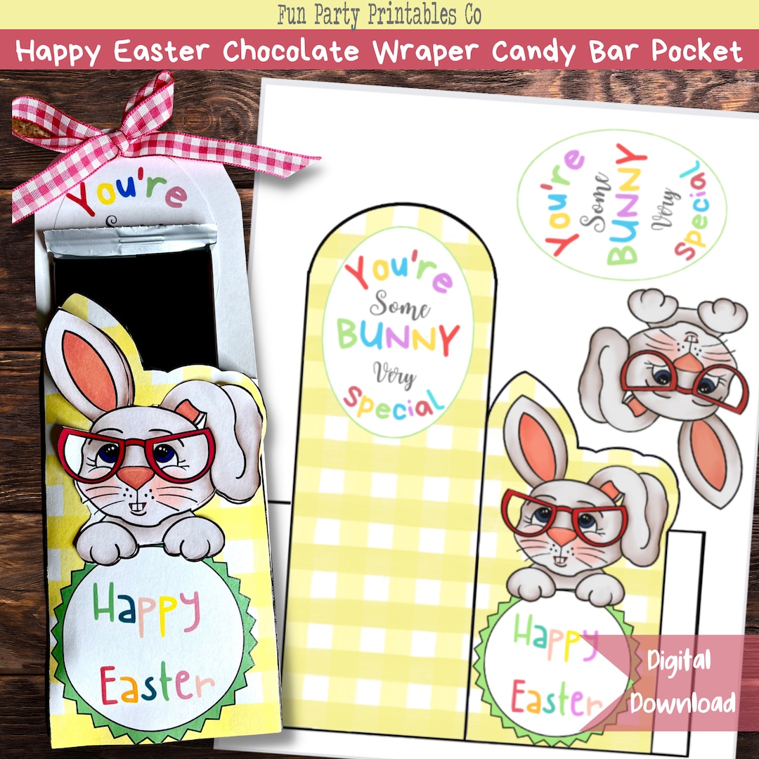 Easter Bunny Candy Bar Wrapper: Printable Party Favor (DIY) - Etsy