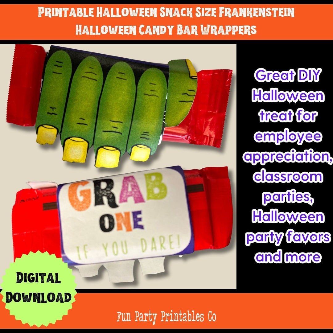 Halloween Printable Snack Size Candy Bar Wrapper, Trick or Treat ...