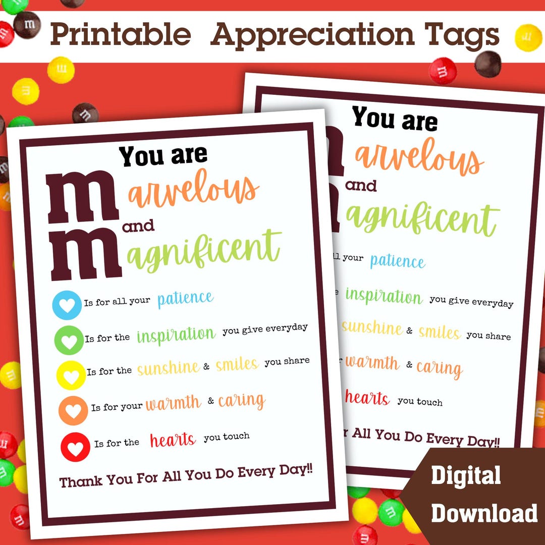 Marvelous Magnificent Appreciation Gift Tags: Printable Thank You ...