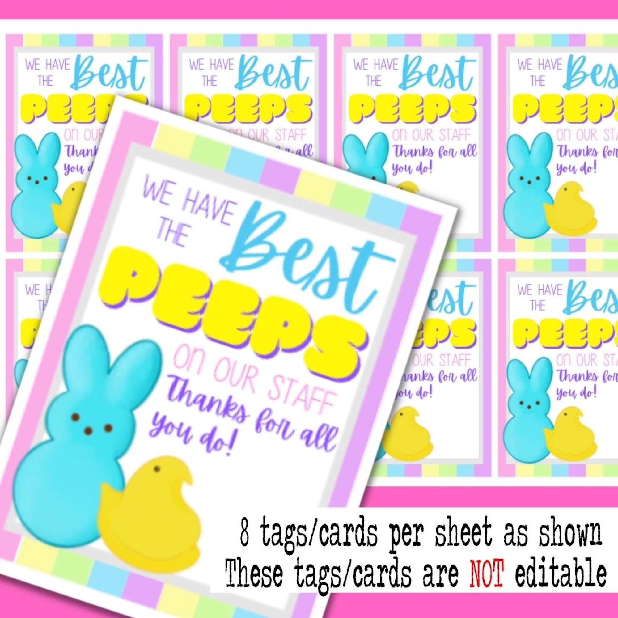 Printable Easter Peeps Gift Tags: Staff & Teacher Appreciation (instant ...