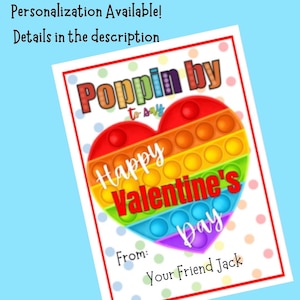 Pop It Toy Valentine's Day Printable, Fidget Valentine, Rainbow ...