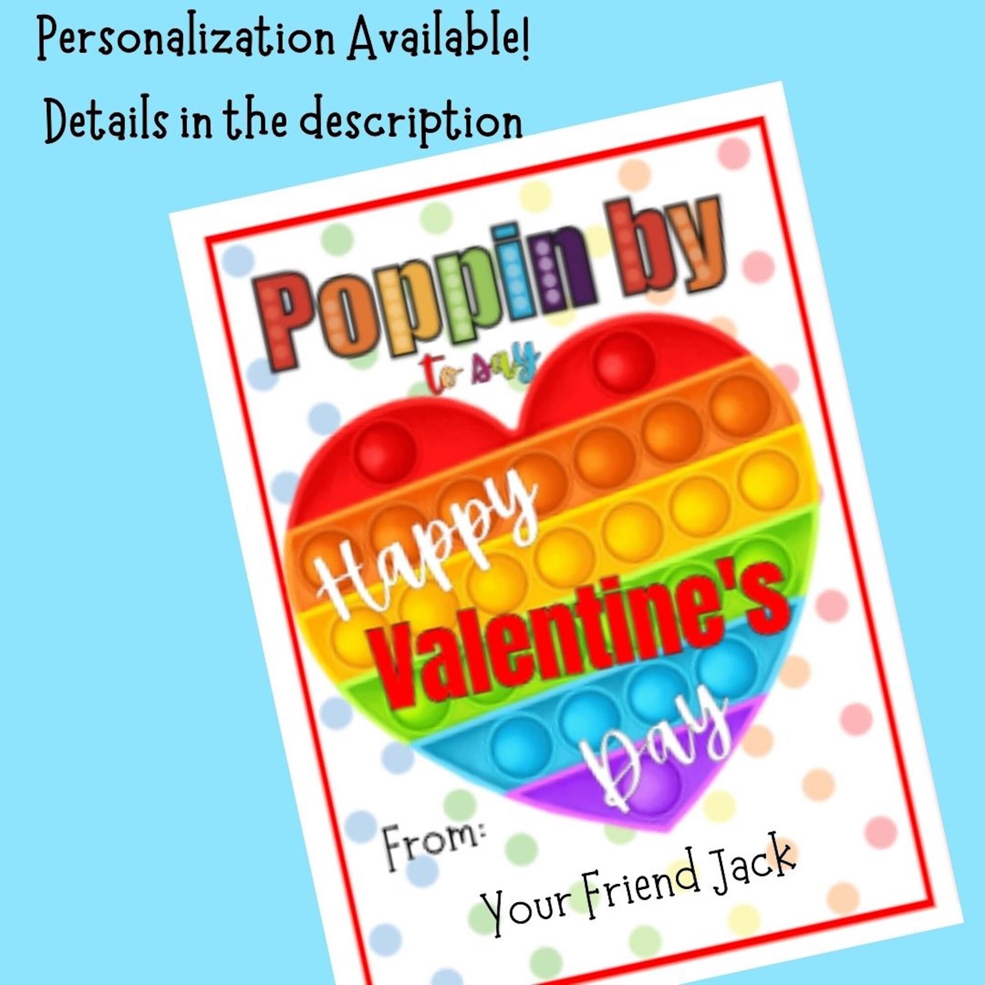 Pop It Toy Valentine's Day Printable, Fidget Valentine, Rainbow ...