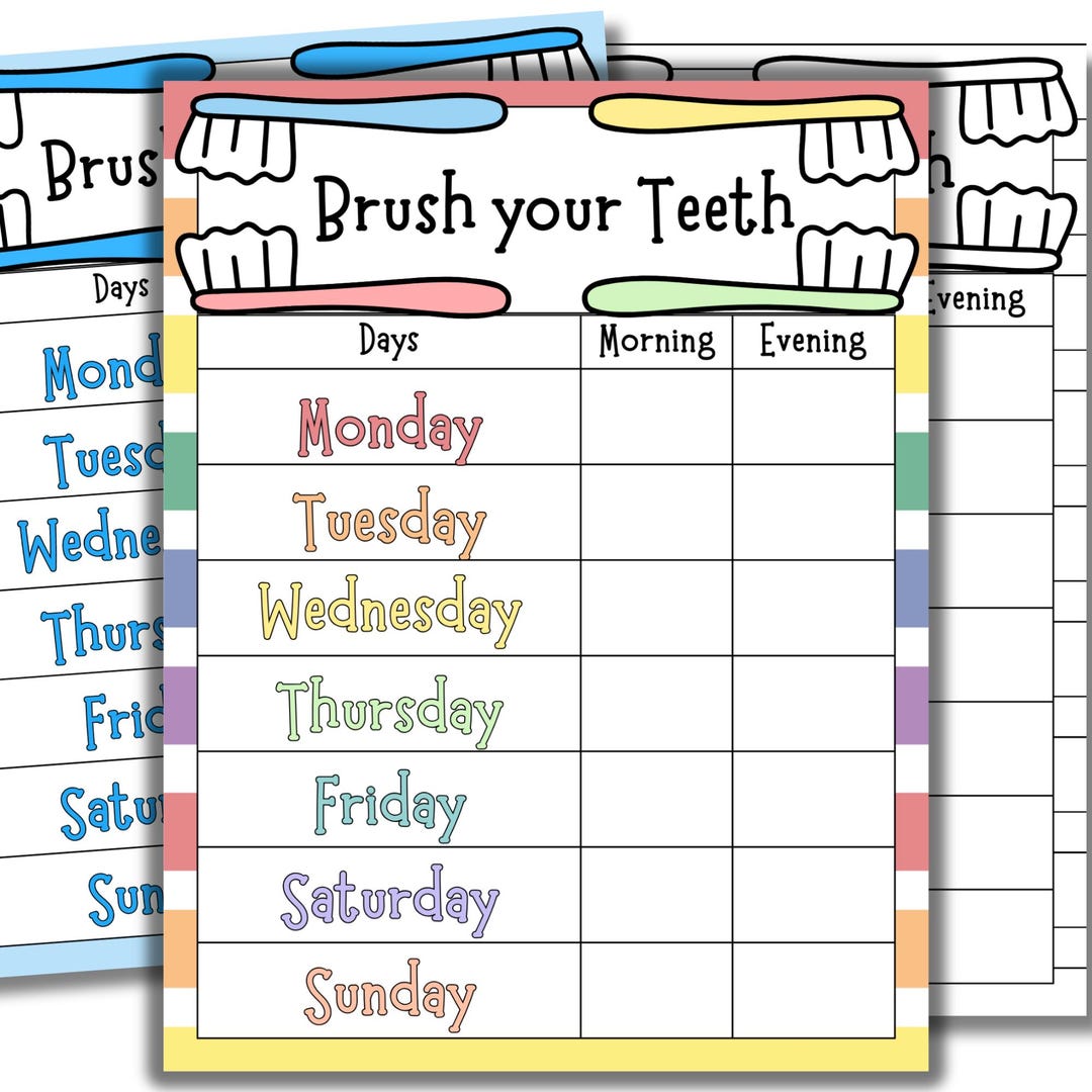 Brush Teeth PRINTABLE, Brush Teeth Chart, Toddler Brushing, Teeth ...