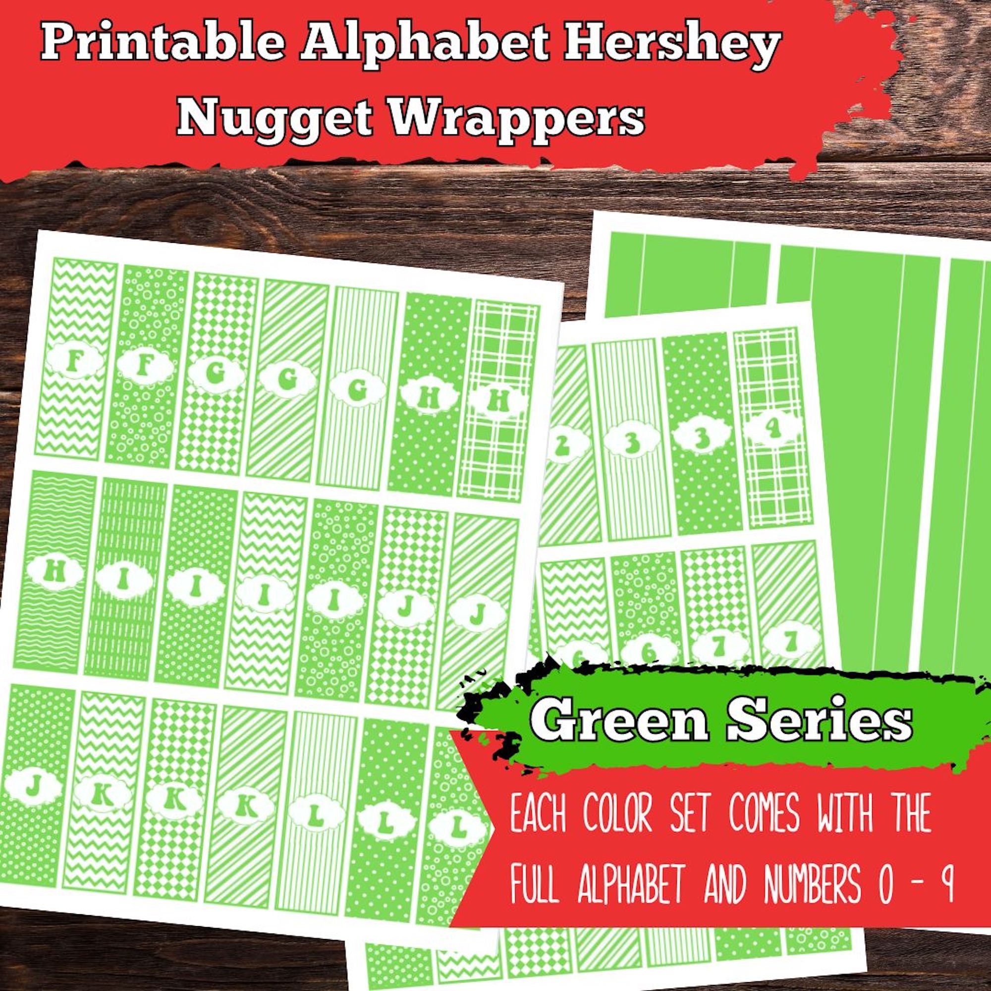 Green Alphabet Hershey Nugget Wrappers, DIY Candy Bar, Candy Bar ...