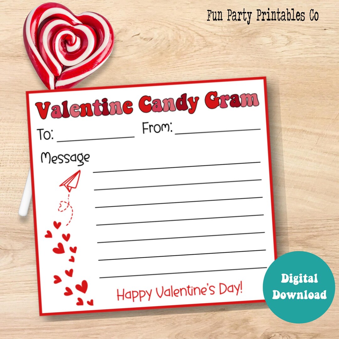 PRINTABLE Valentine's Day Candy Gram PTO Grams Valentine Candy ...