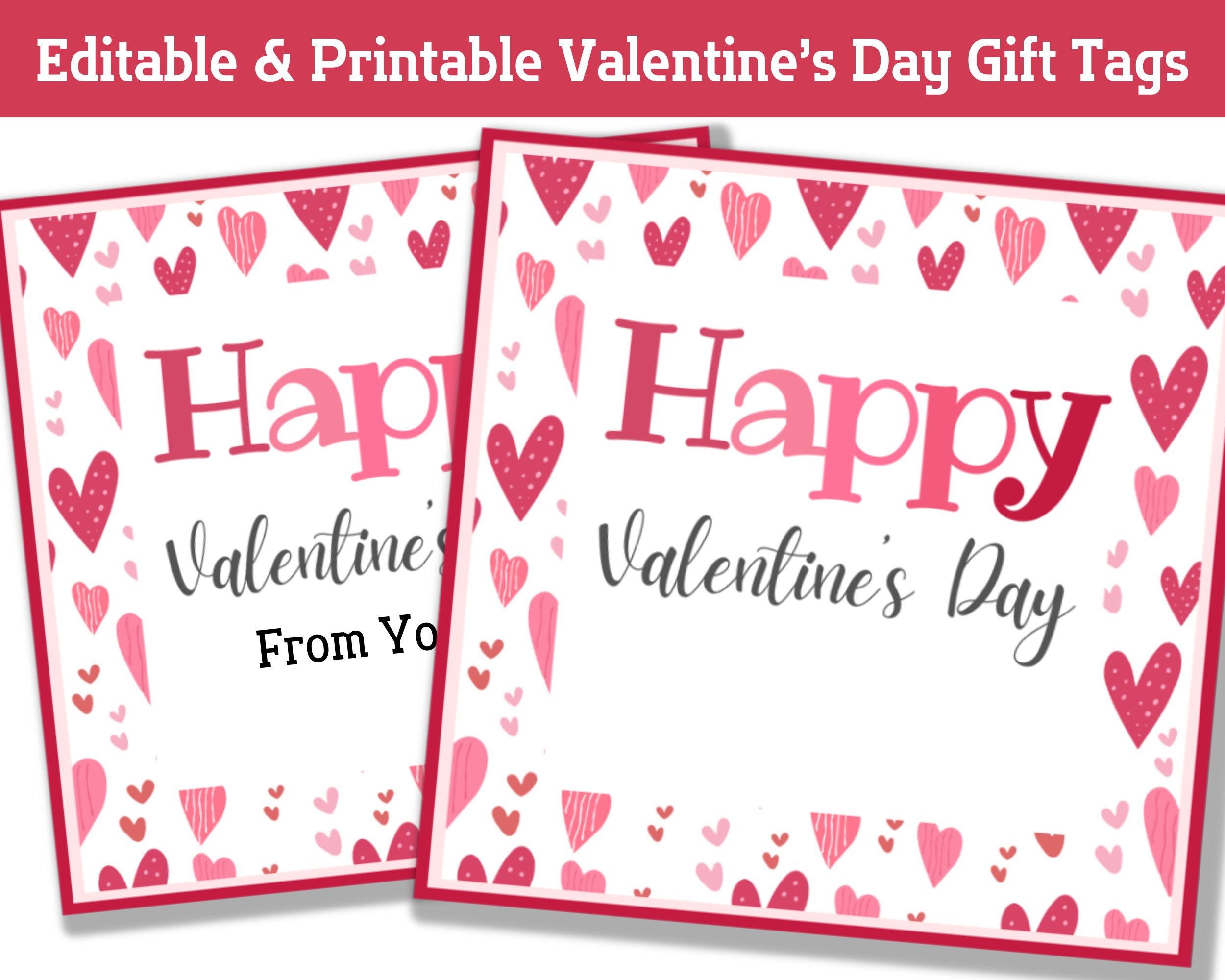 Printable Tags, Editable Gift Tags, Valentines Day Gift Tag, Printable ...