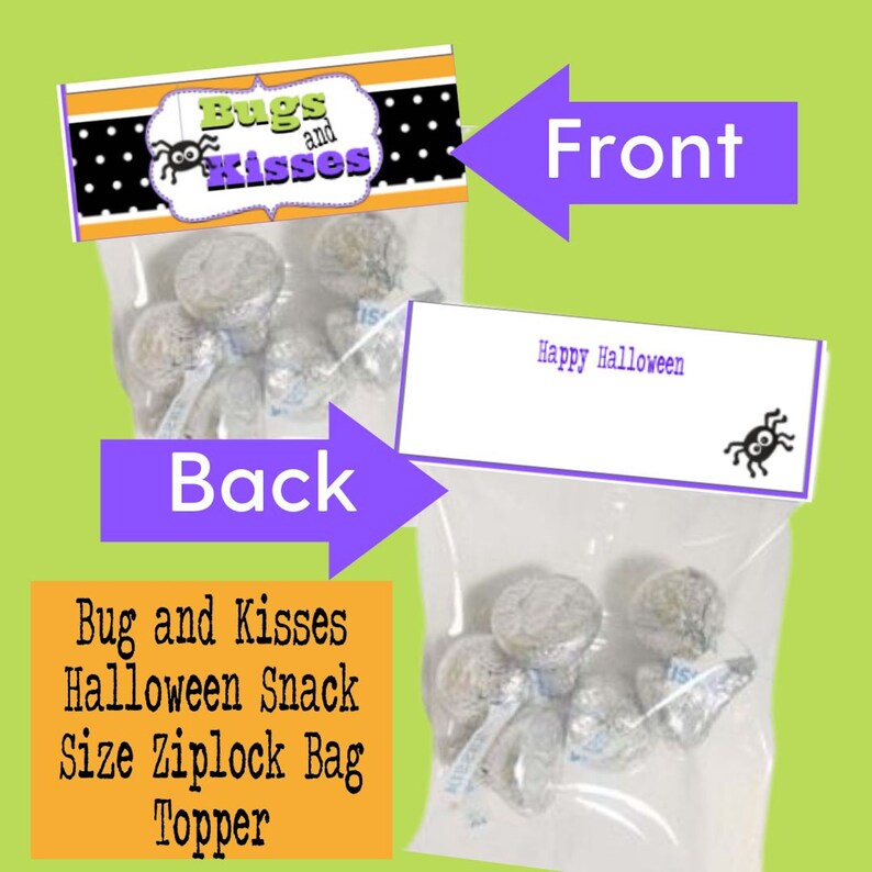 Halloween Bag Topper Bugs and Kisses Printable Bag Topper - Etsy