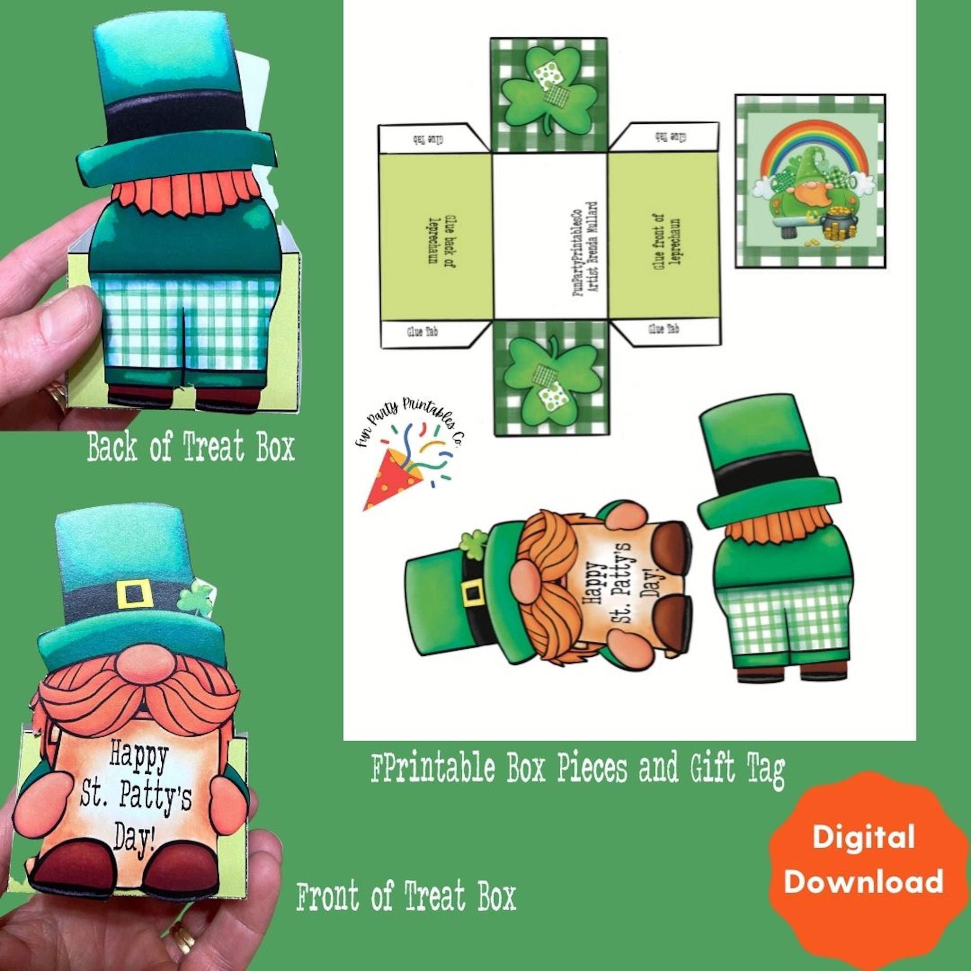 St. Patrick's Day Treat Box DIY Treat Box Printable Box - Etsy