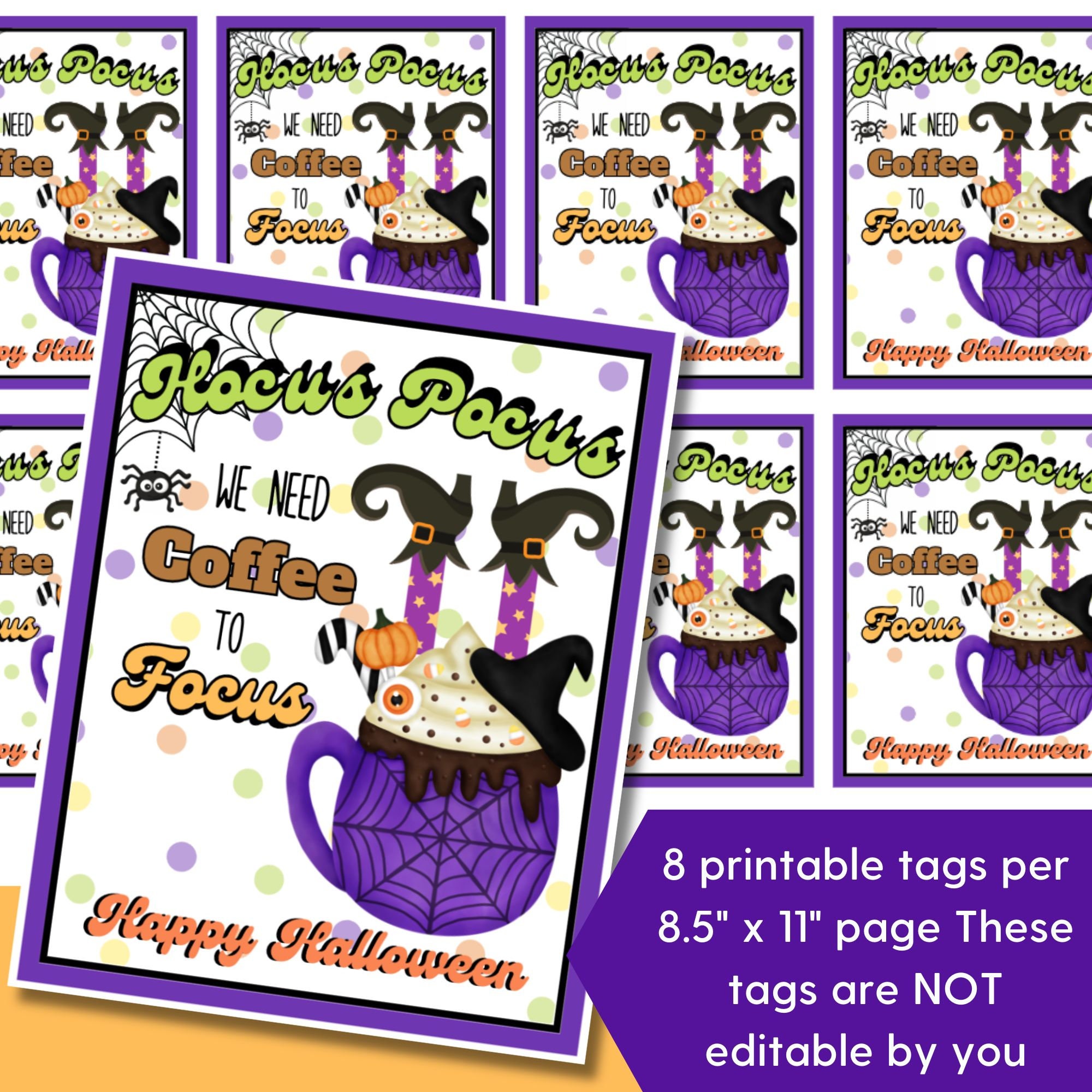 Happy Halloween Gift Tags Hocus Pocus We Need Coffee to - Etsy