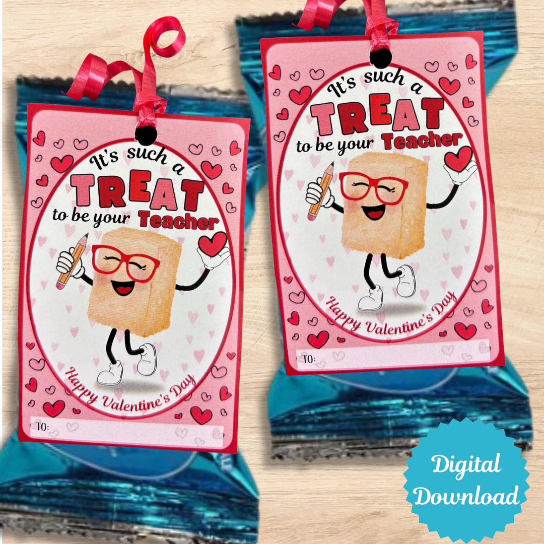 Classroom Valentines FROM TEACHER for Student Printable Valentine Tags ...