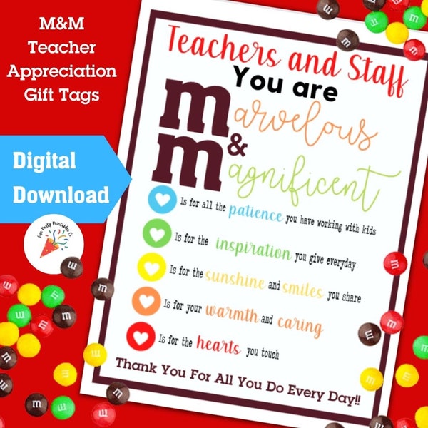 M & M Teacher Appreciation - Etsy