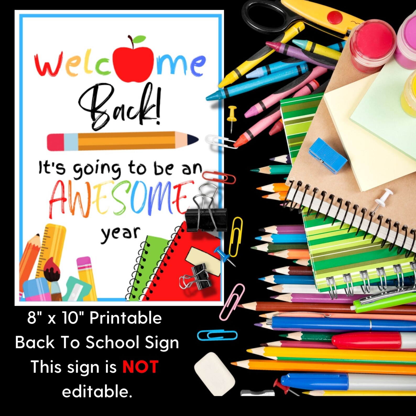 Welcome Back to School Printable Sign, Rainbow Back to School, New ...