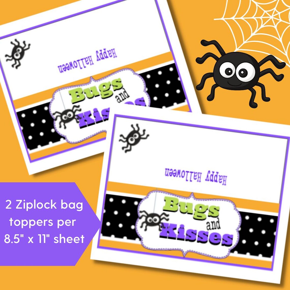 Halloween Bag Topper Bugs and Kisses Printable Bag Topper - Etsy