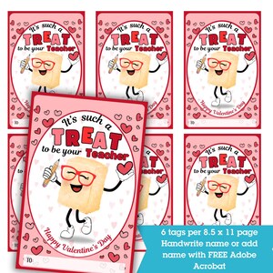 Classroom Valentines FROM TEACHER for Student Printable Valentine Tags ...