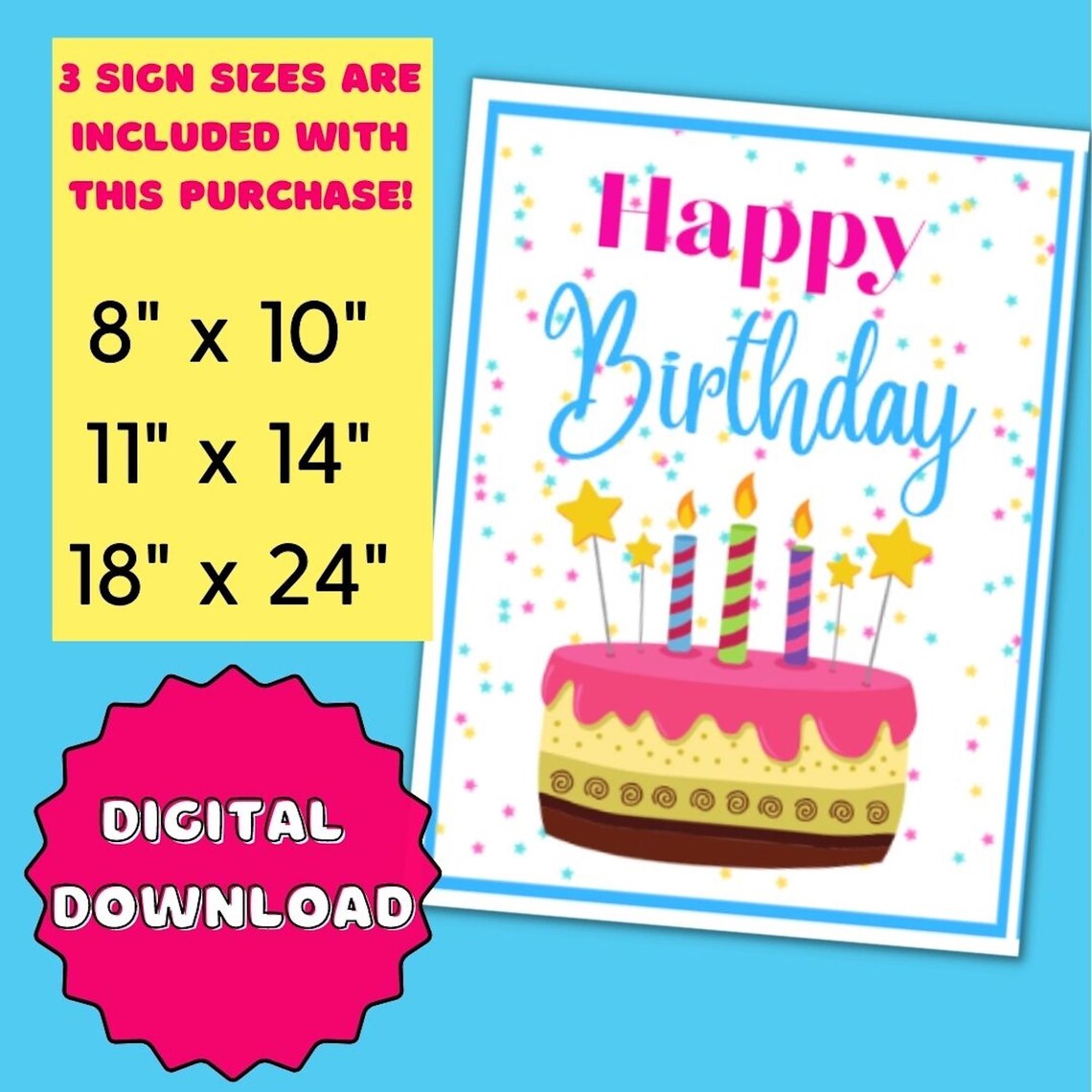 Printable Happy Birthday Sign Happy Birthday Happy Birthday - Etsy