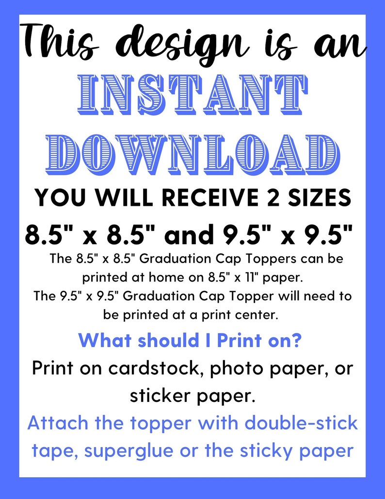 Printable Graduation Cap Topper, DIY Graduation Cap Topper, Work Hard ...