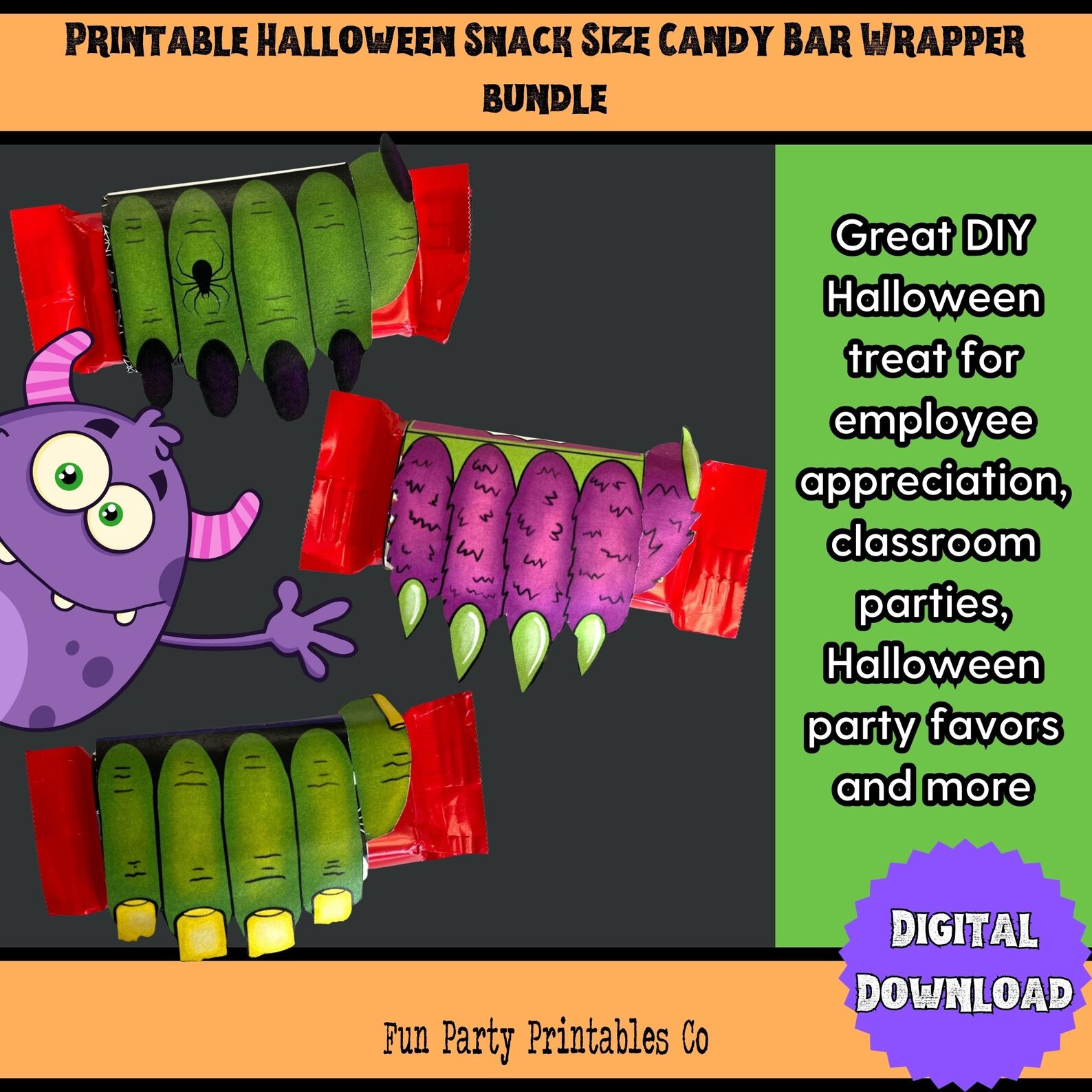 Halloween Printable Snack Size Candy Bar Wrapper Bundle, Candy Wrapper ...