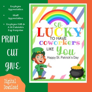 St. Patrick's Day Coworker Gift Tag: Lucky Printable (PDF) - Etsy