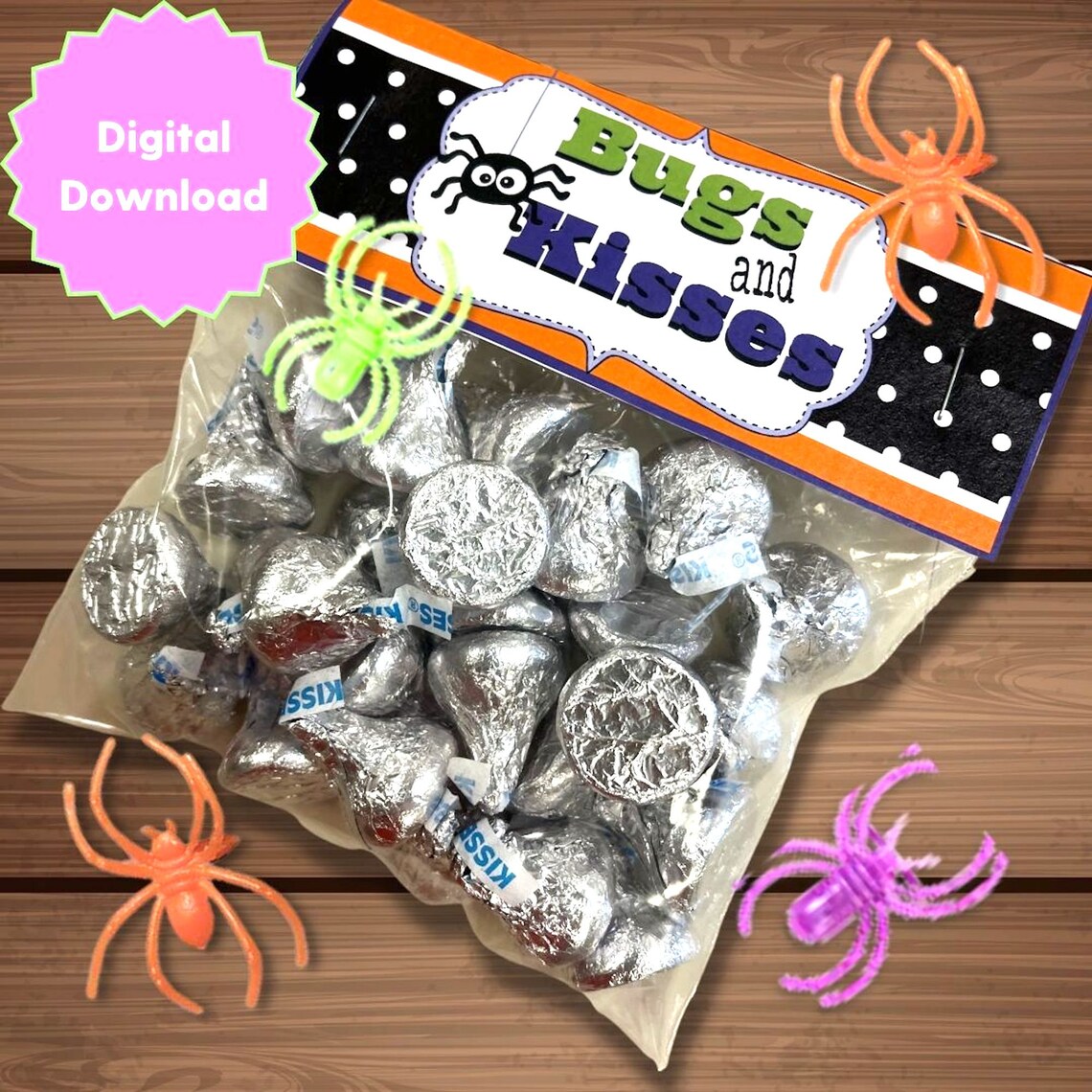 Halloween Bag Topper Bugs and Kisses Printable Bag Topper - Etsy