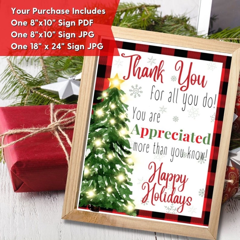 Happy Holiday Appreciation Sign, Employee Appreciation Sign, Thank You ...