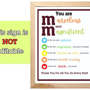 Employee Appreciation Sign: Marvelous Magnificent Thank You (digital ...