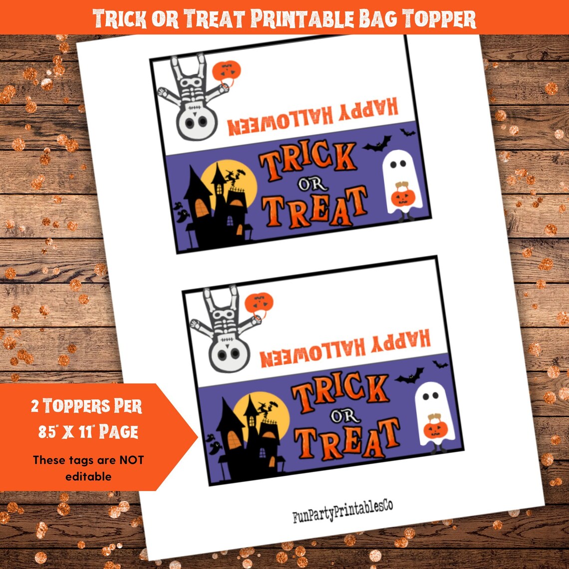 Treat Bag Topper Trick or Treat Printable Bag Topper - Etsy