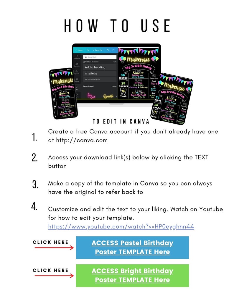 Editable Printable Birthday Sign FAST EASY DIY Neon Birthday - Etsy