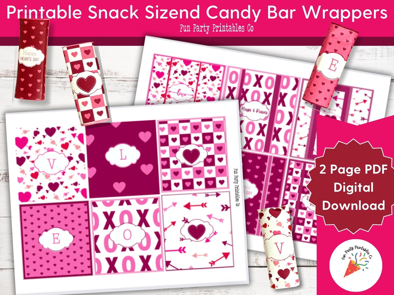 Valentine Candy Wrappers, Snack Size Candy Bar, Candy Bar Labels, Candy ...