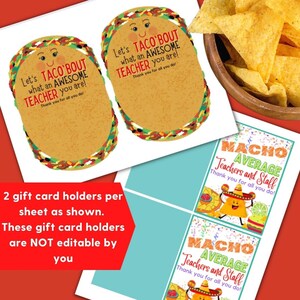 Teacher Appreciation Printable Gift Bundle: Taco, Nacho, Guacamole (DIY ...