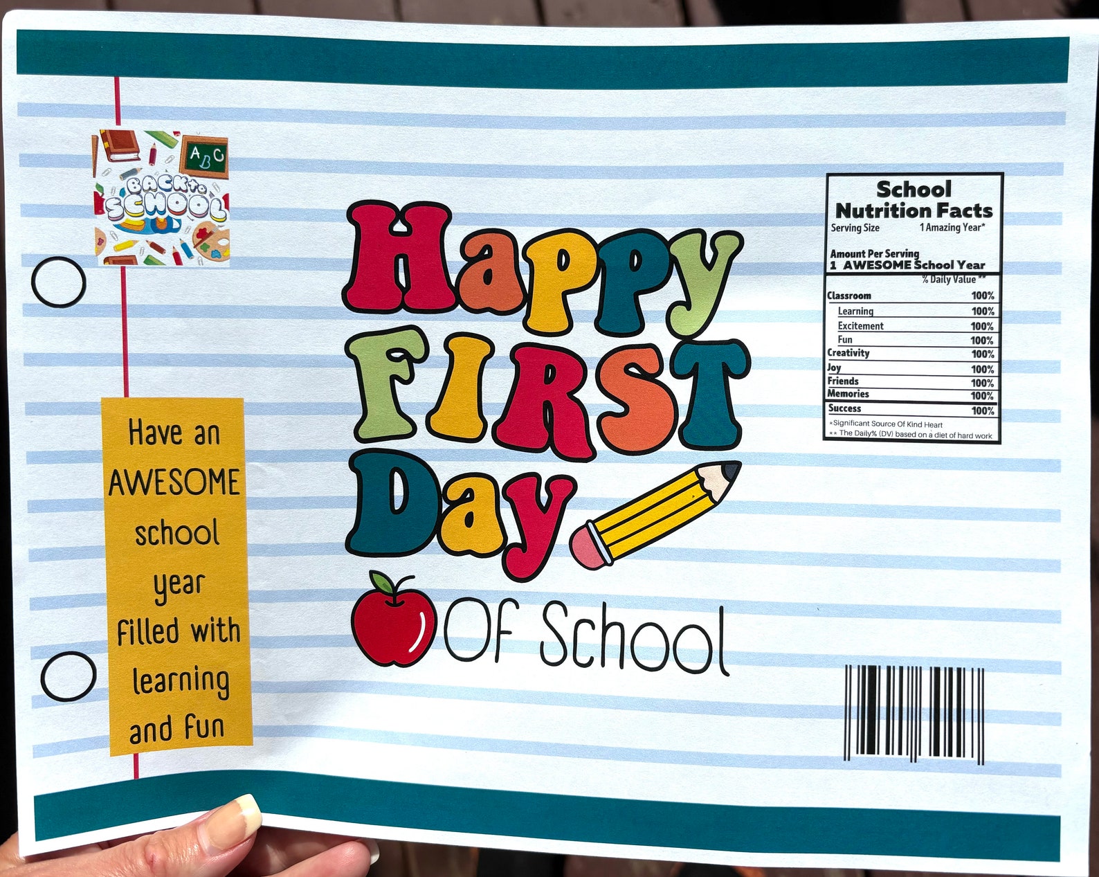 Back to School Chip Bag Printable School Party Favor, Welcome Snack Bag ...