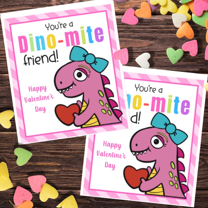 Dino-mite Dinosaur Valentine's Day Card Kids Printable - Etsy