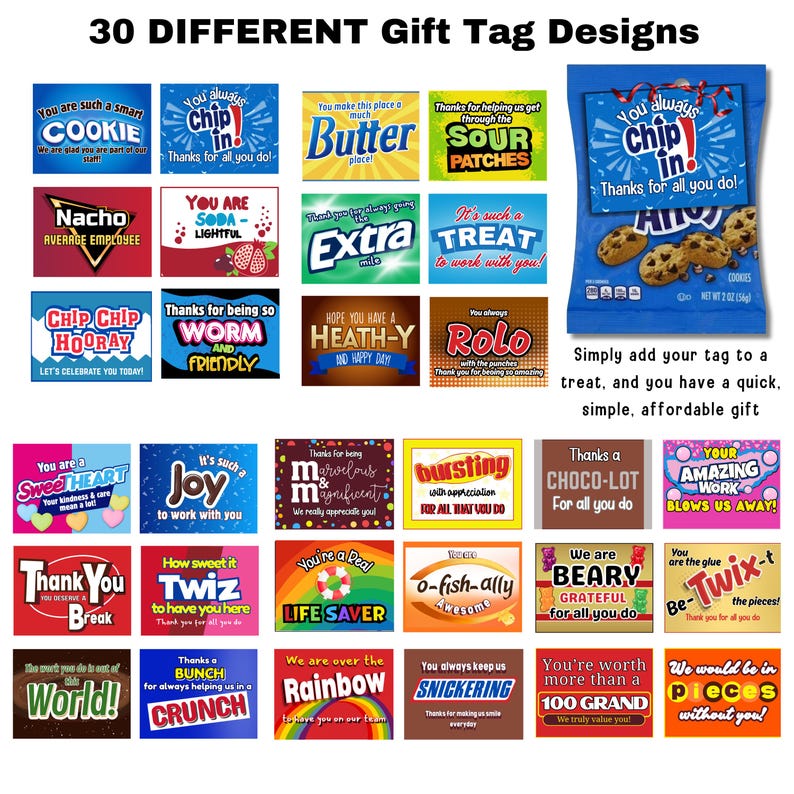 Employee Appreciation Gift Tags, Editable Printable Staff Thank You ...