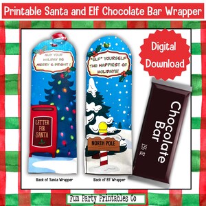 Santa & Elf Candy Bar Wrapper: Christmas Party Favor (digital Download ...
