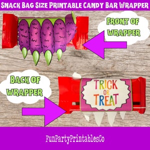 Halloween Monster Hand Candy Bar Wrapper: Printable Party Favor (PDF ...
