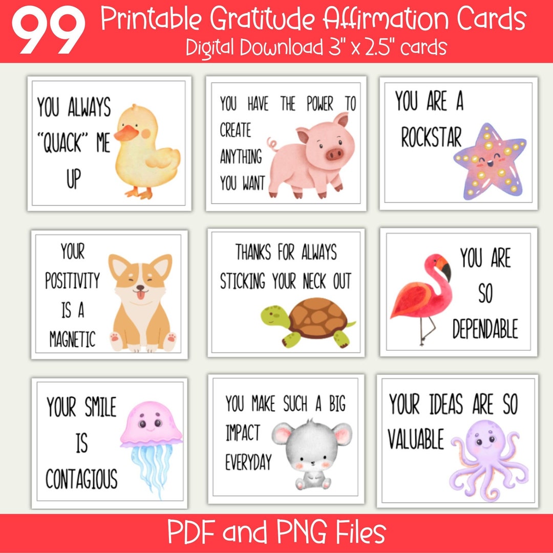 Printable Gratitude Affirmation Encouraging Notes of Encouragement ...